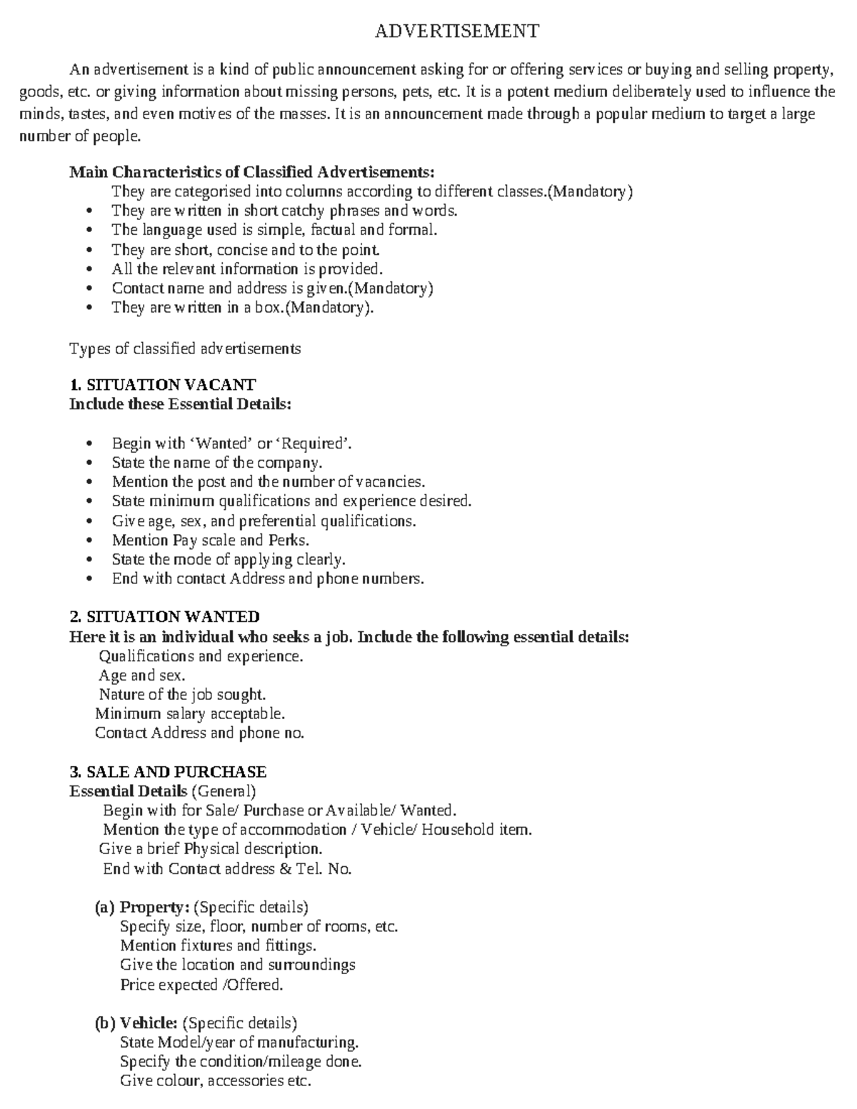 Advertisement - Complete Notes for Class ADVT101 - Studocu