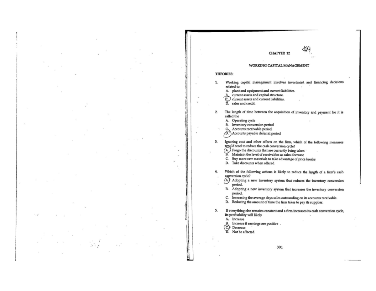 CH 12 Working Capital Management: Key Theories and Concepts - Studocu