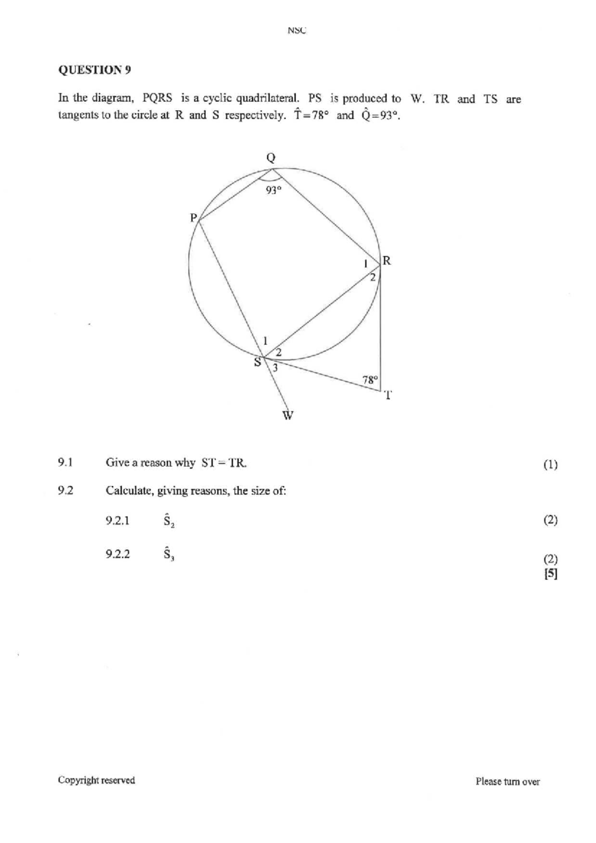 NSC Euclidean Geometry Past Year Questions 09-07 - Studocu