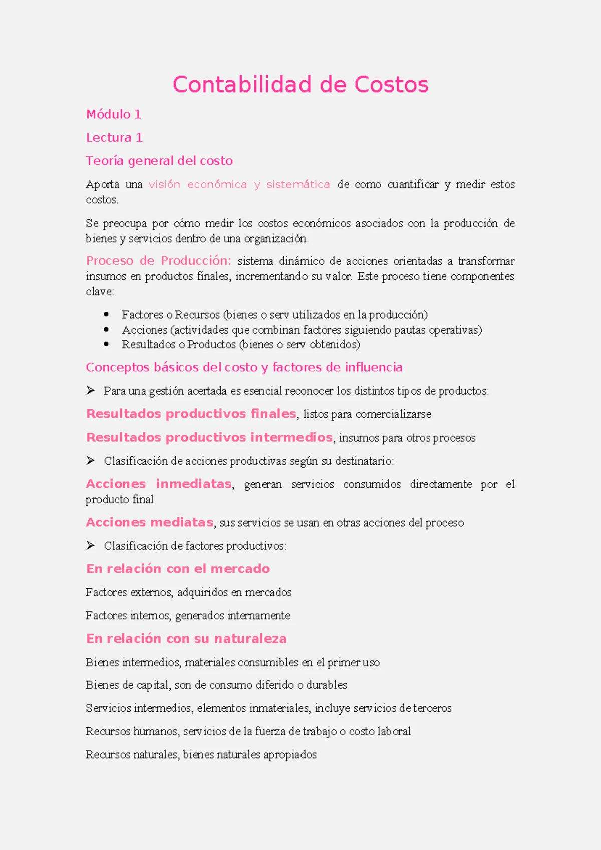Contabilidad DE Costos- resumen m1 y m2 - CONTABILIDAD DE COSTOS LA ADMINISTRACIÓN - lectura 1 ...