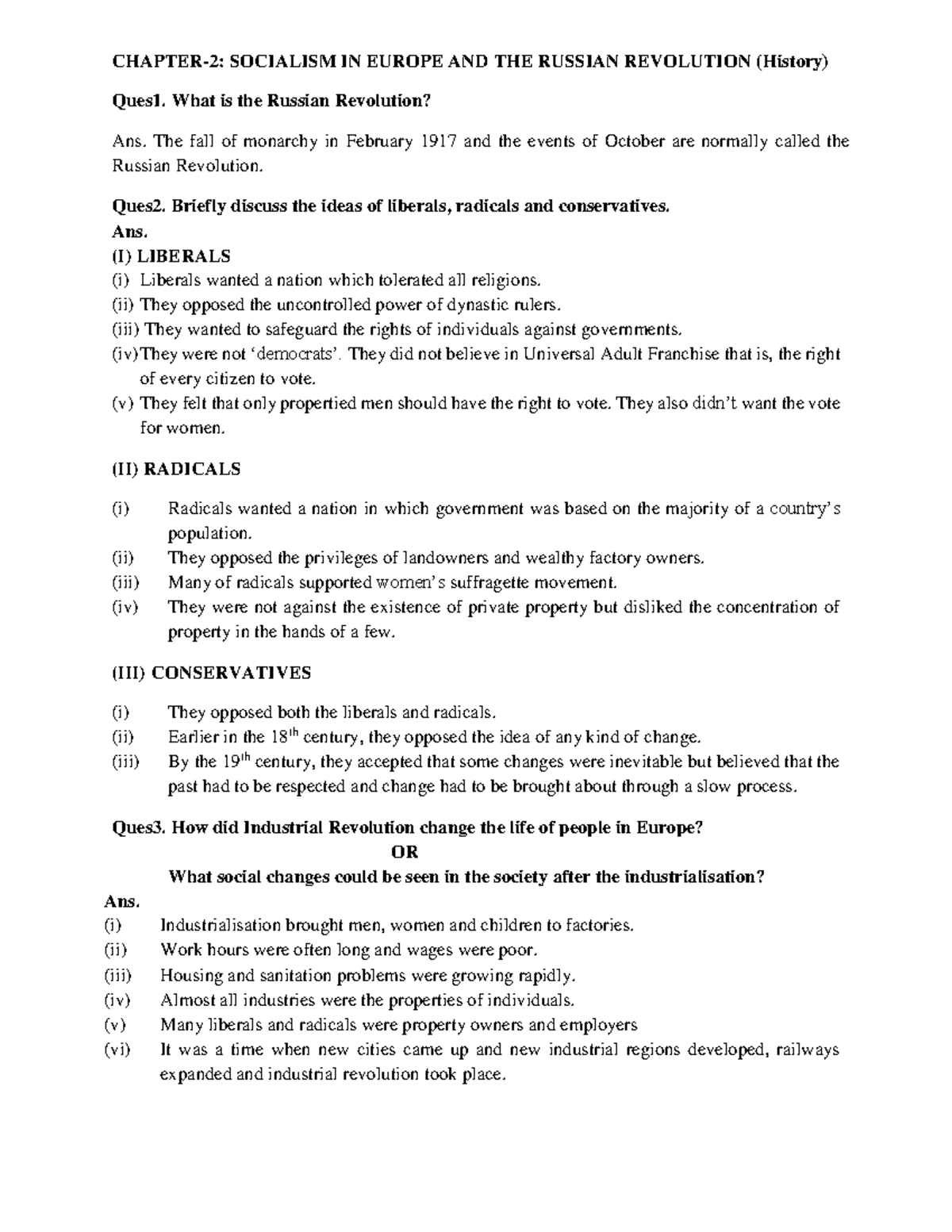 Chapter 2: Socialism in Europe & the Russian Revolution (History) - Studocu