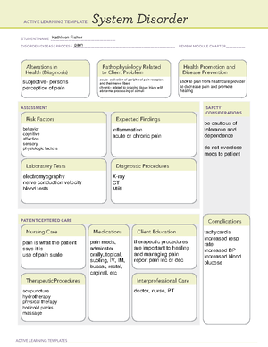 Systemdisorder deep vein thrombosis - ACTIVE LEARNING TEMPLATES System ...