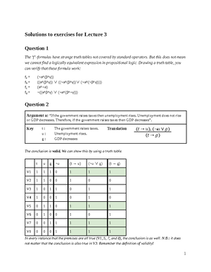 Exercices L 1-1 - Opgave tutorial 1 - Exercises without Solutions Lecture 1 Introduction Logic ...