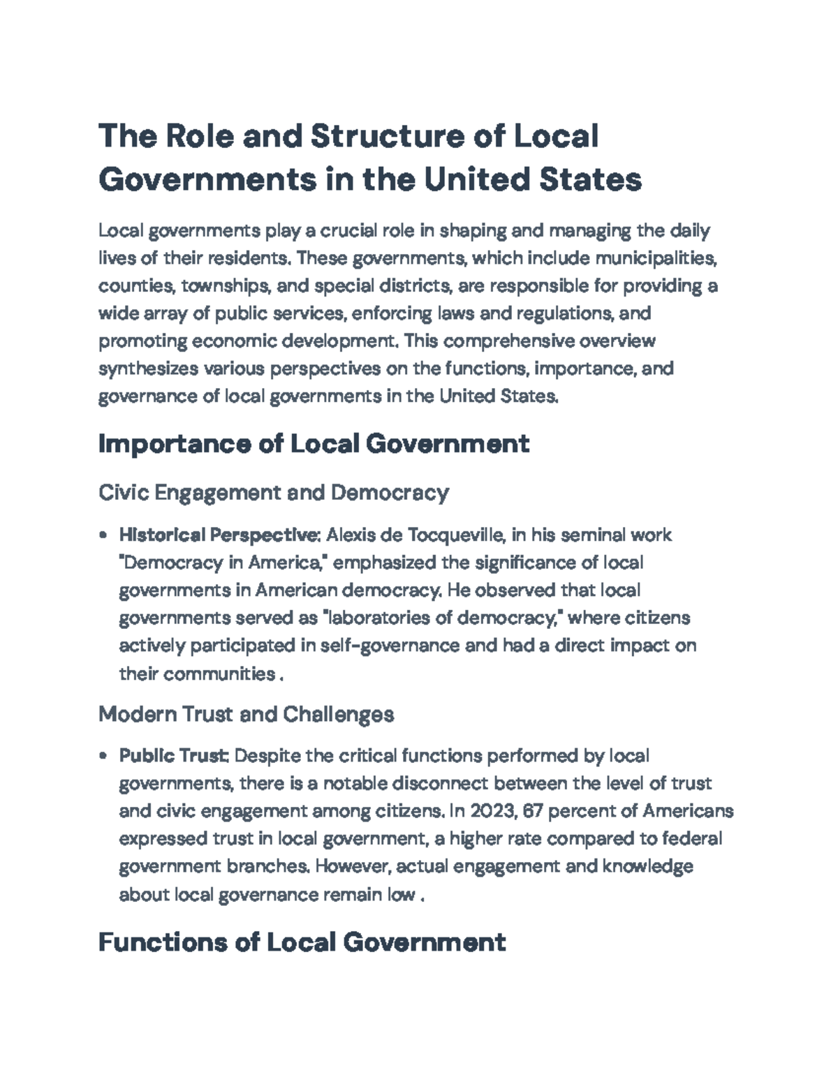 The Role and Structure of Local Governments in the U.S. - Overview ...