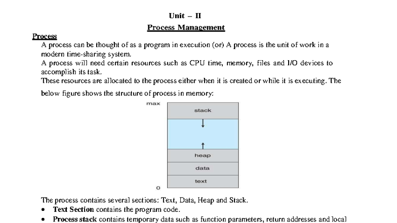 MCA OS-Unit II: Process Management and Scheduling Concepts - Studocu