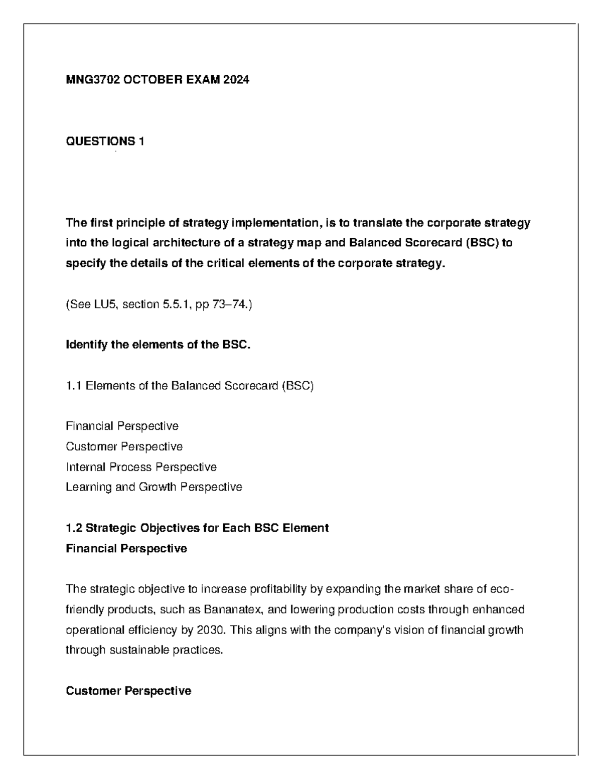MNG3702 Answers SM 2 2024 - MNG3702 OCTOBER EXAM 2024 QUESTIONS 1 The ...
