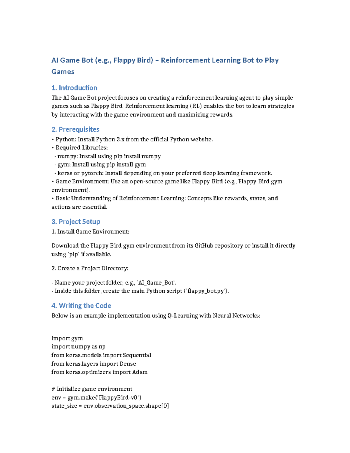 AI Game Bot Guide: Reinforcement Learning for Flappy Bird - Studocu