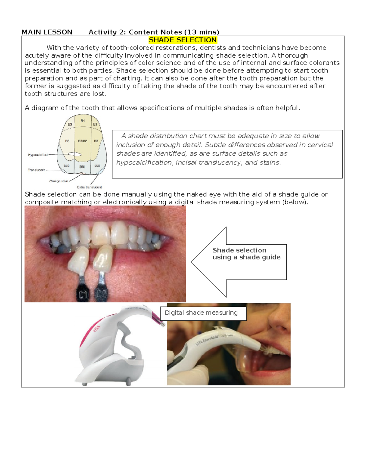 FPD.LEC - Fpd - MAIN LESSON Activity 2: Content Notes (13 mins) SHADE ...