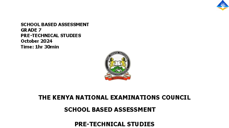 SCHOOL BASED ASSESSMENT GRADE 7 STUDIES - OCT 2024 - Studocu