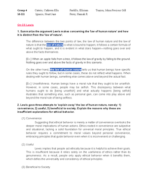 Lesson II: Moral Standards vs. Ethics in Daily Life (Course Code ...