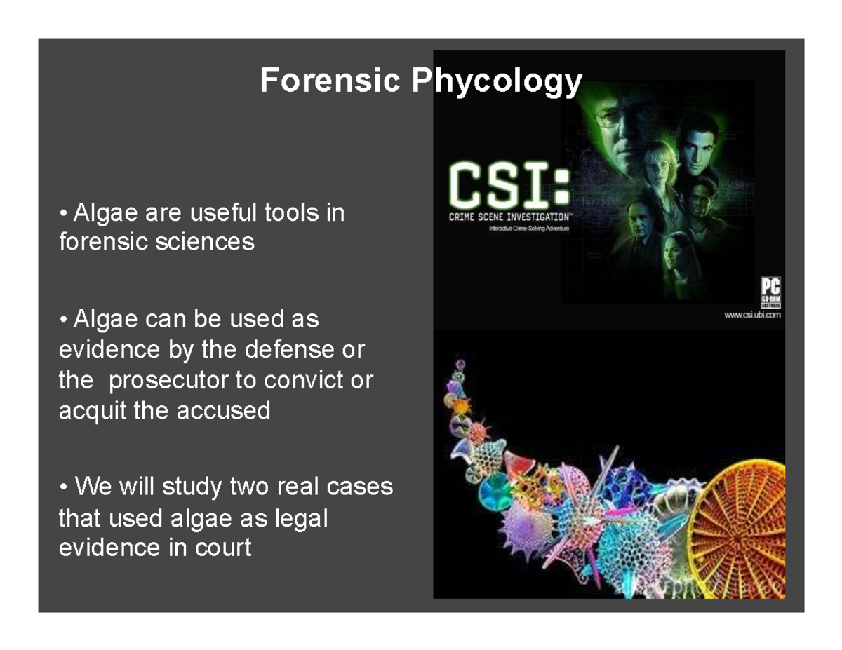Forensic Psychology: Algae as Evidence in Legal Cases (Lecture 18 ...