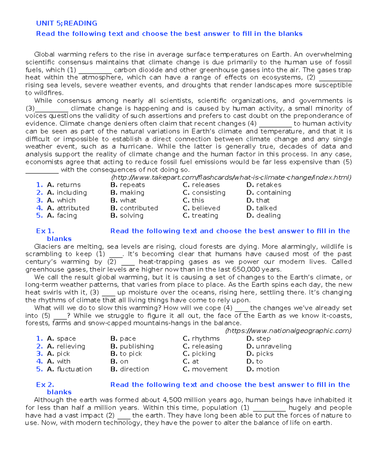 UNIT 5- Reading 11 - ditmecuocdoi - UNIT 5;READING Read the following ...