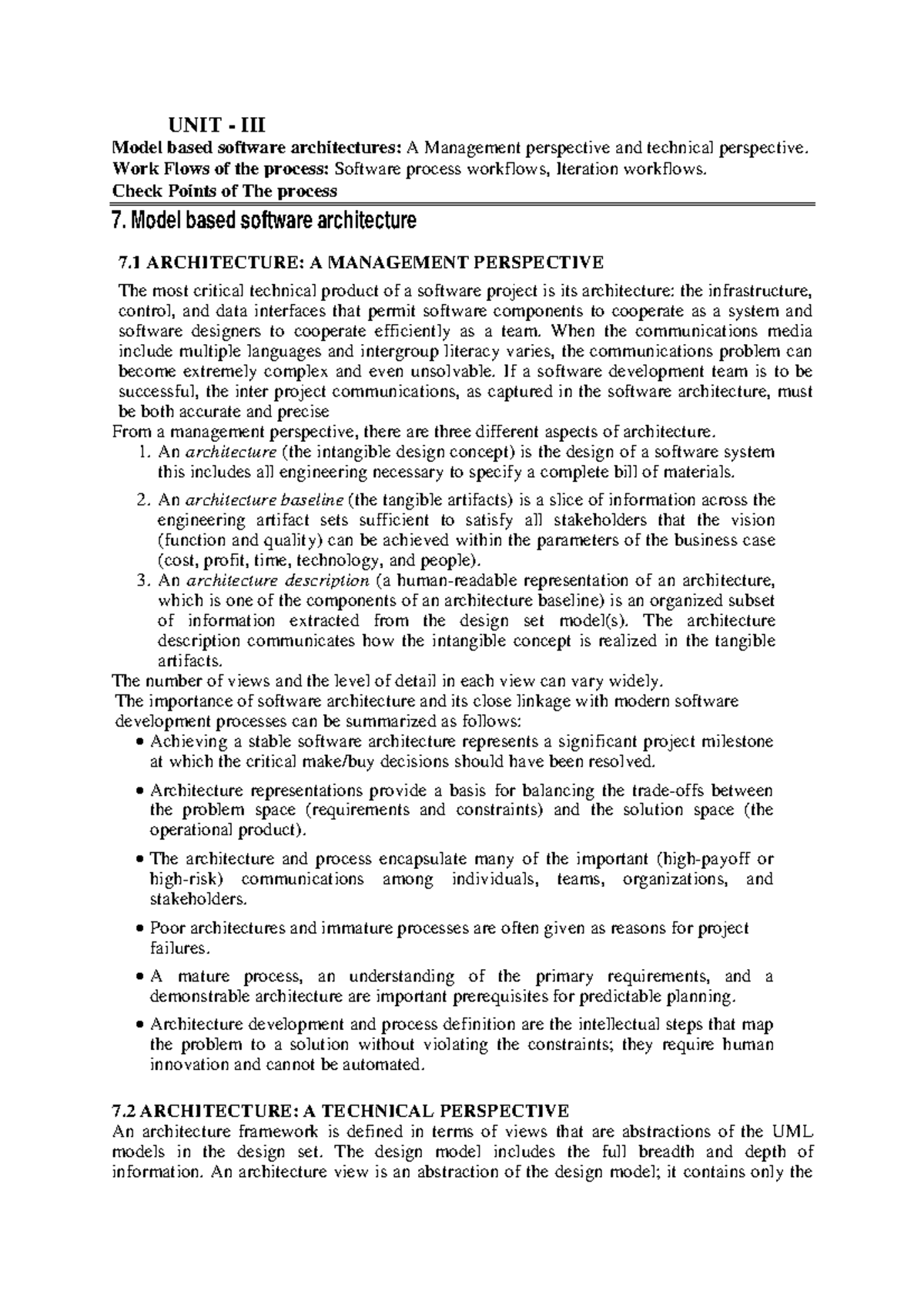 Unit 3 - UNIT - III Model based software architectures: A Management ...