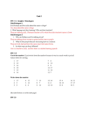 ASL Workbook Hw #2 - SIGNING NATURALLY HOMEWORK - Bev grew up speaking ...