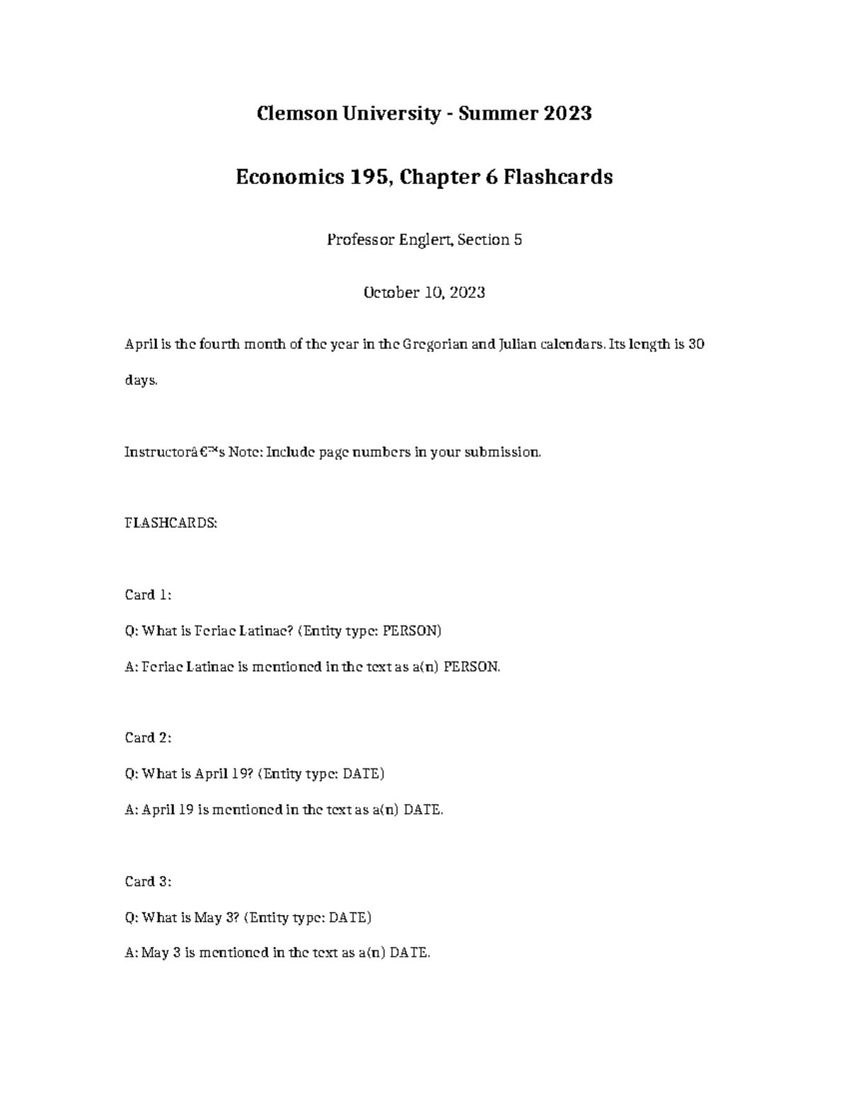 Economics 195 Chapter 6 Flashcards - Clemson University - Summer 2023 ...