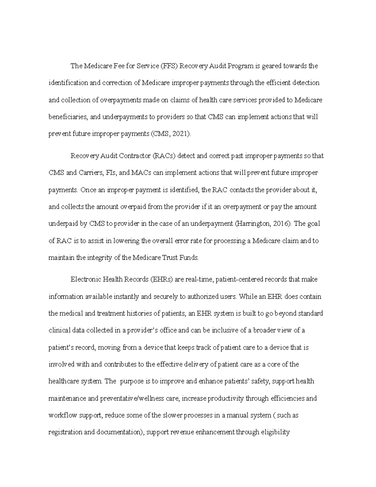 HCM 345 6-1 Discussion: Medicare FFS Recovery Audits & EHR Benefits ...