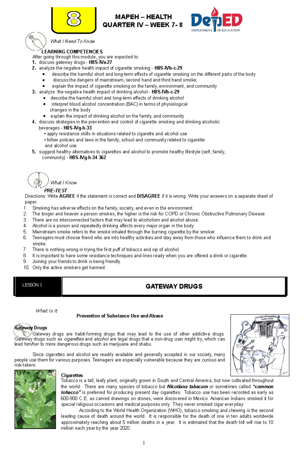 Health 8 Module Q4 WEEK 7-8 - MAPEH – HEALTH QUARTER IV – WEEK 7- 8 ...