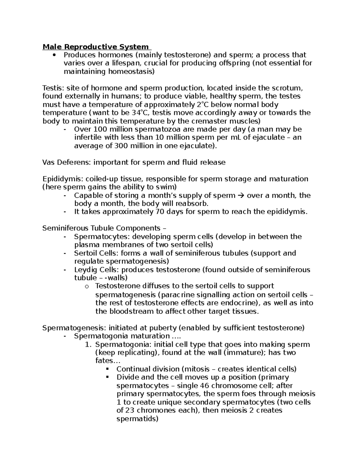 Male Reproductive System and Hormonal Regulation: BIO 101 Final Exam ...