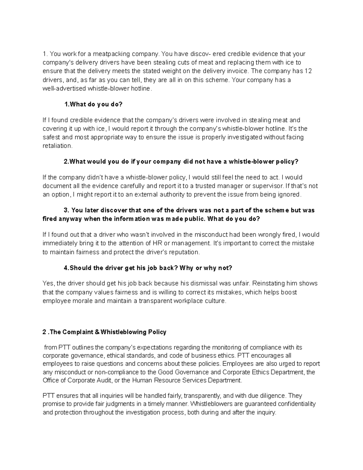 Ethics 7: Whistleblowing Policy & Reporting Misconduct Procedures - Studocu