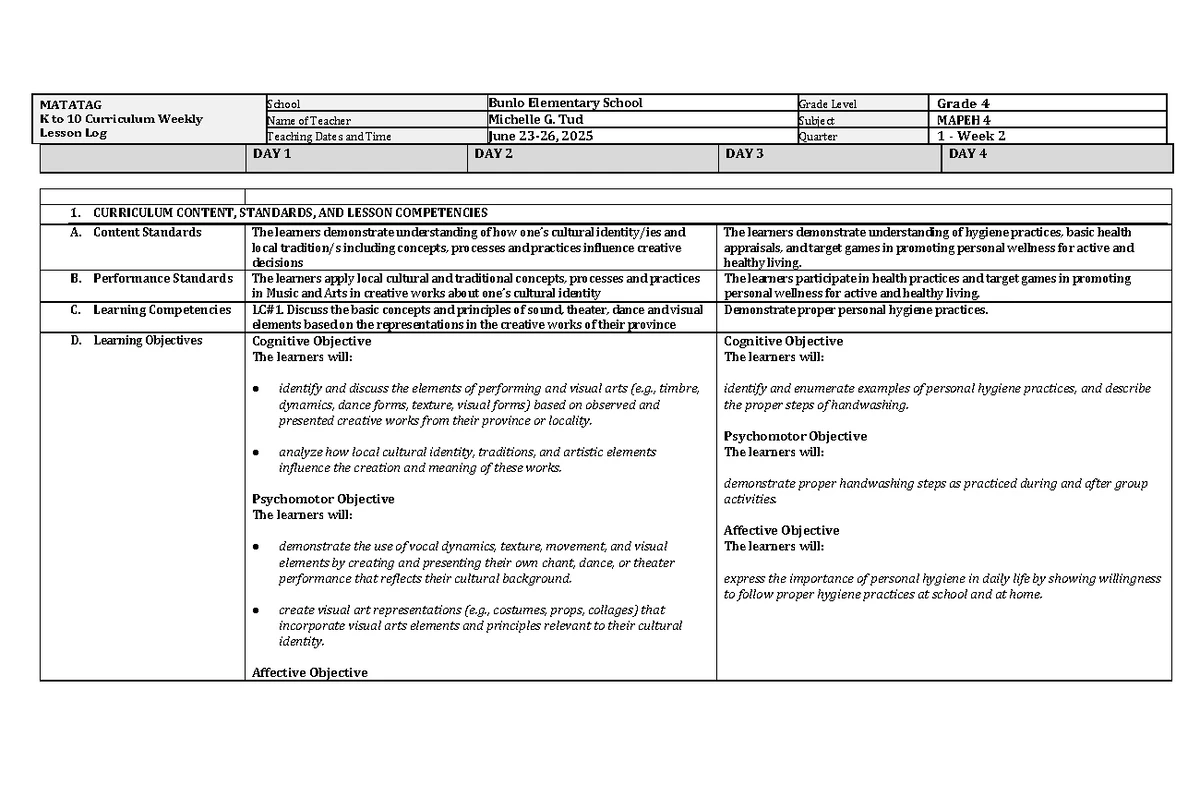English 3 Q1 LE Week 2 - Matatag DLL for Grade 3 - Studocu