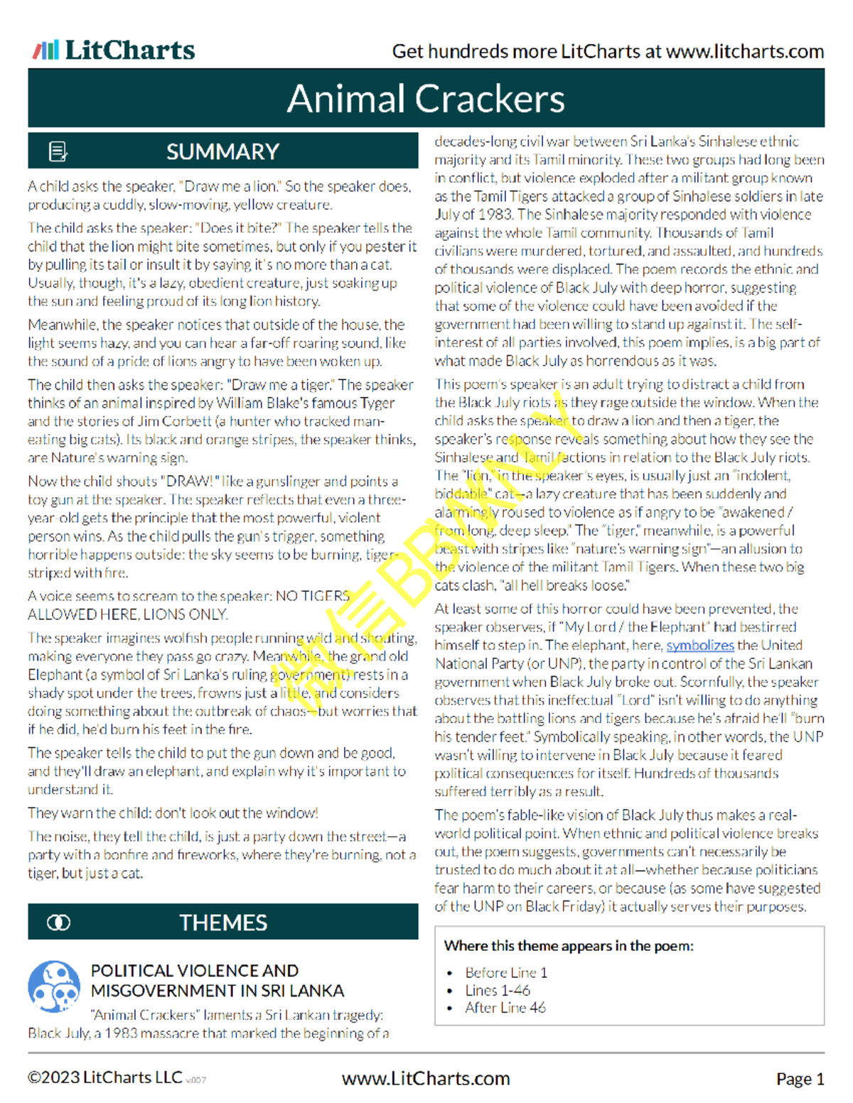 Lit Charts-animal-crackers (1) 1 - LitCharts Get hundreds more ...
