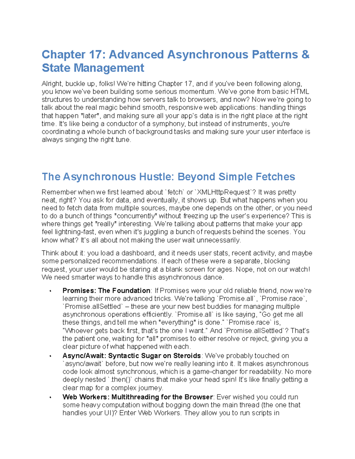 Web Dev Chapter 17: Advanced Asynchronous Patterns & State Management ...