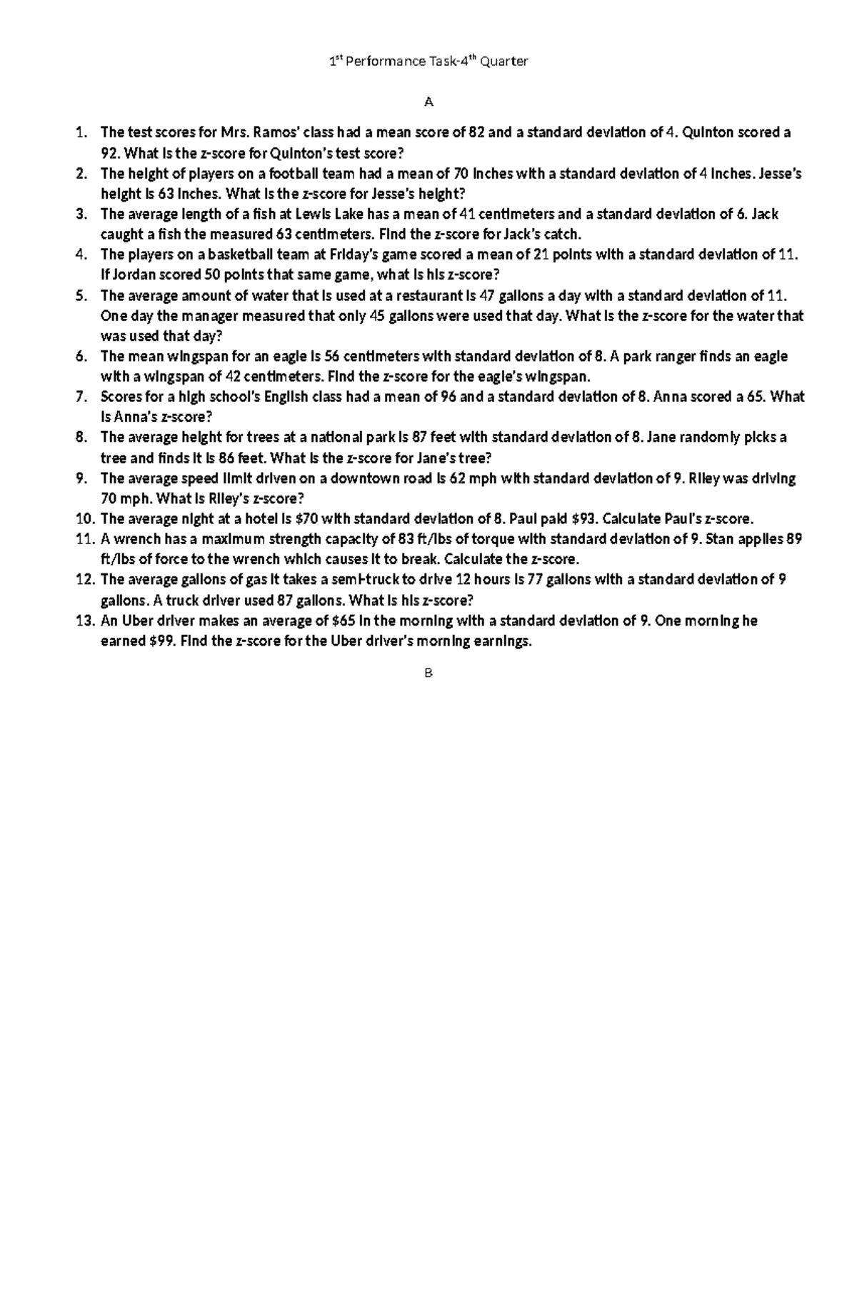 1st Performance Task - Lecture Notes on Statistics & Probability - Studocu
