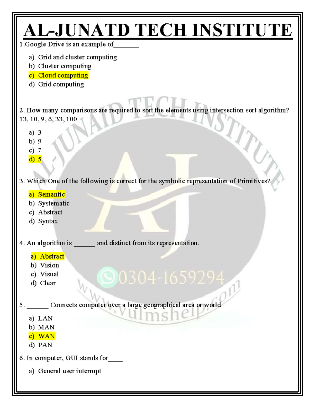 CS101 Midterm Solved MCQs by Junaid - Comprehensive Guide - Studocu