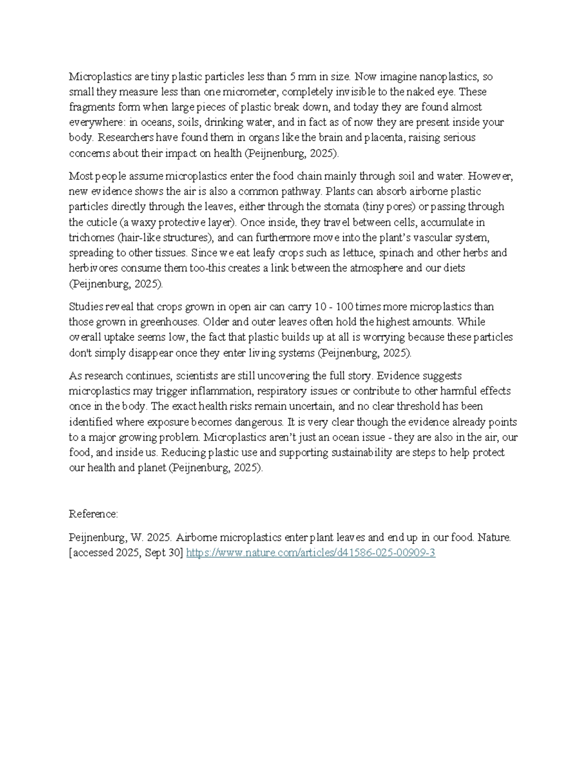 BIO Tutorial 2 Assignment: The Impact of Microplastics on Health - Studocu