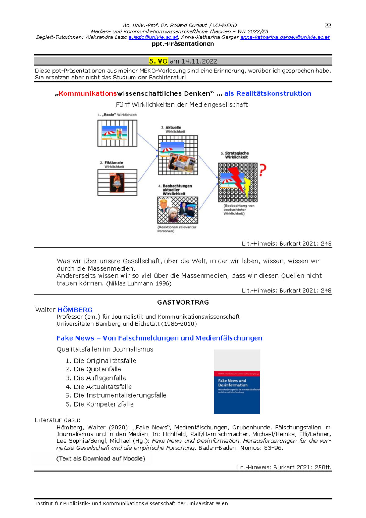 Kommunikationswissenschaftliche Theorien WS 2022 - Burkart 5 Unterlagen ...