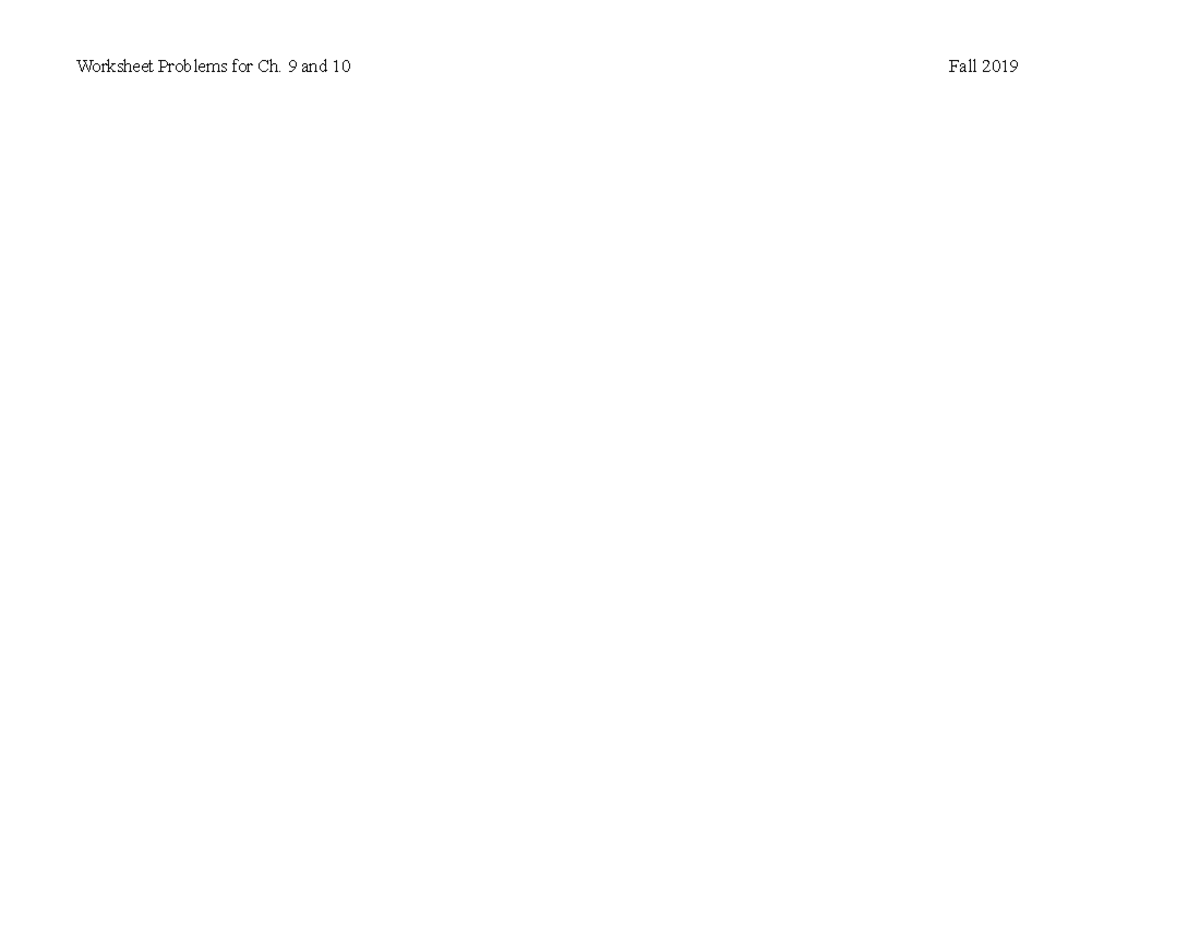 Worksheet Problems for Ch9 and 10 - BISC 315 - Worksheet Problems for ...