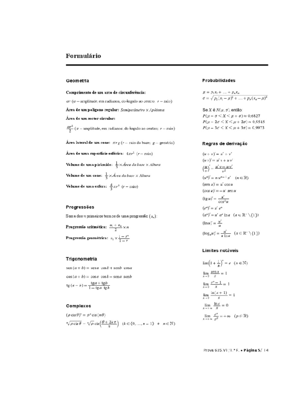 Formulario de Matemáticas: Ejercicios y Resoluciones - Studocu