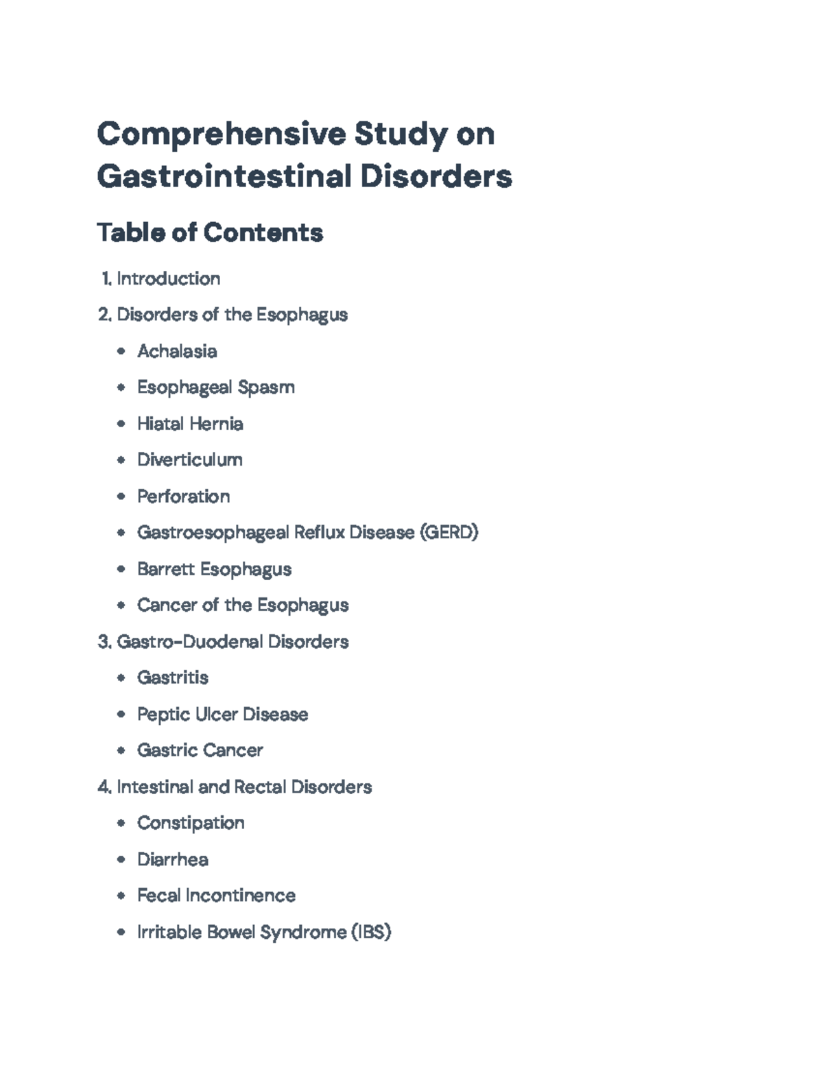 Comprehensive Overview of Gastrointestinal Disorders and Management ...
