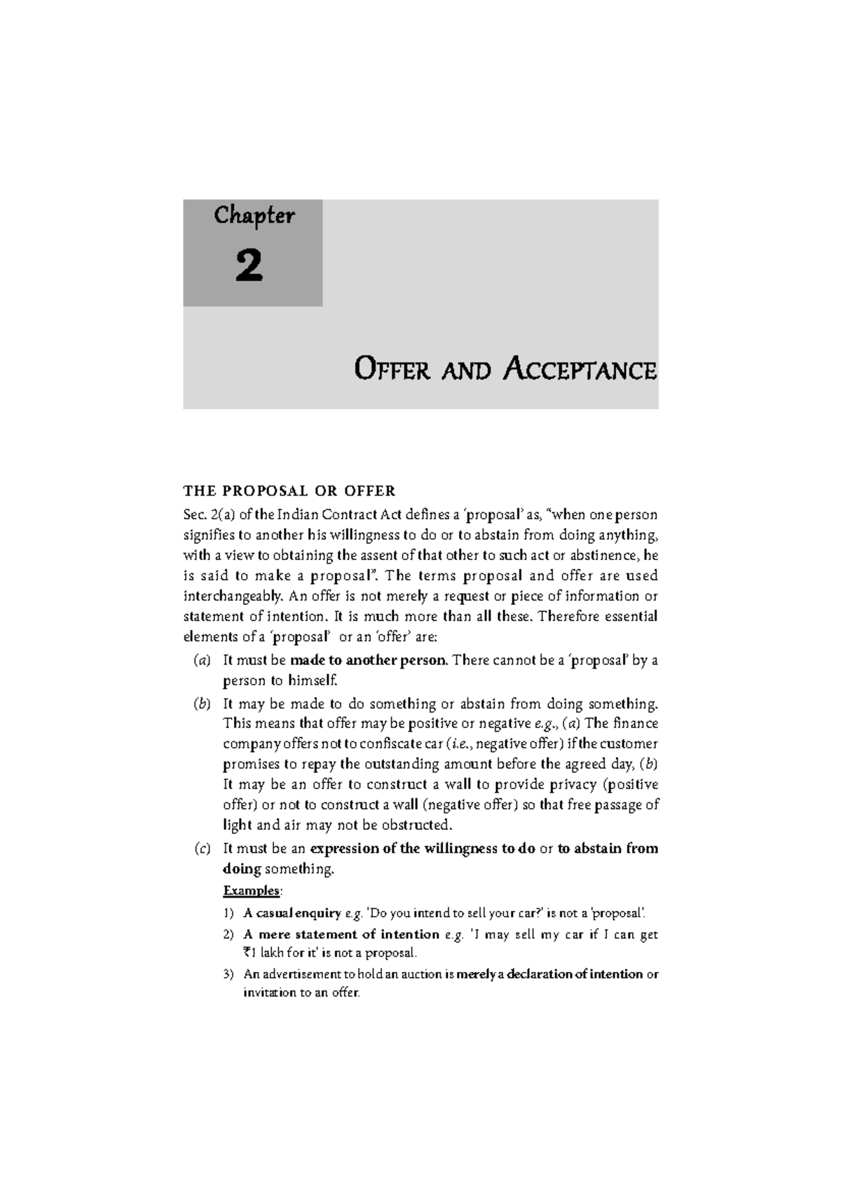 Business Laws: Chapter on Offer and Acceptance (Com Hons) - Studocu