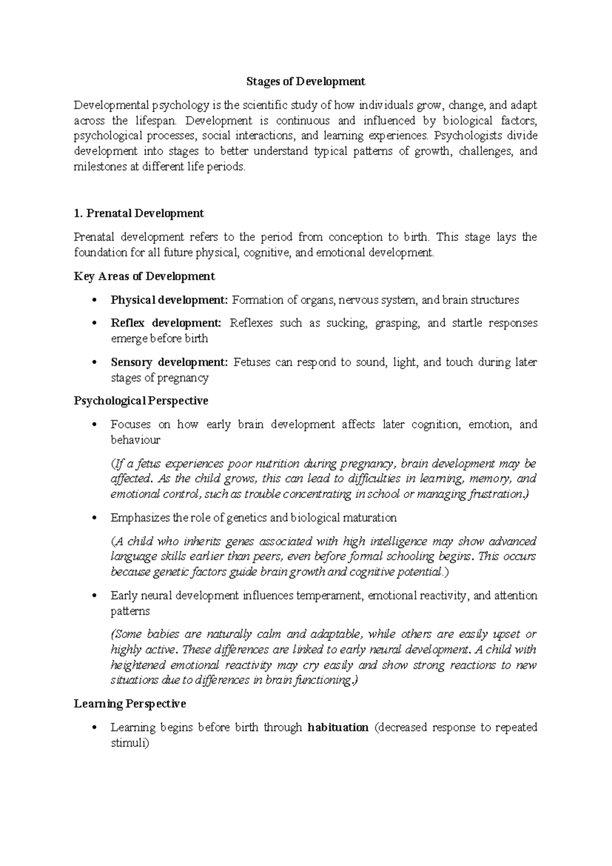 Developmental Psychology: Stages of Human Growth and Change - Studocu