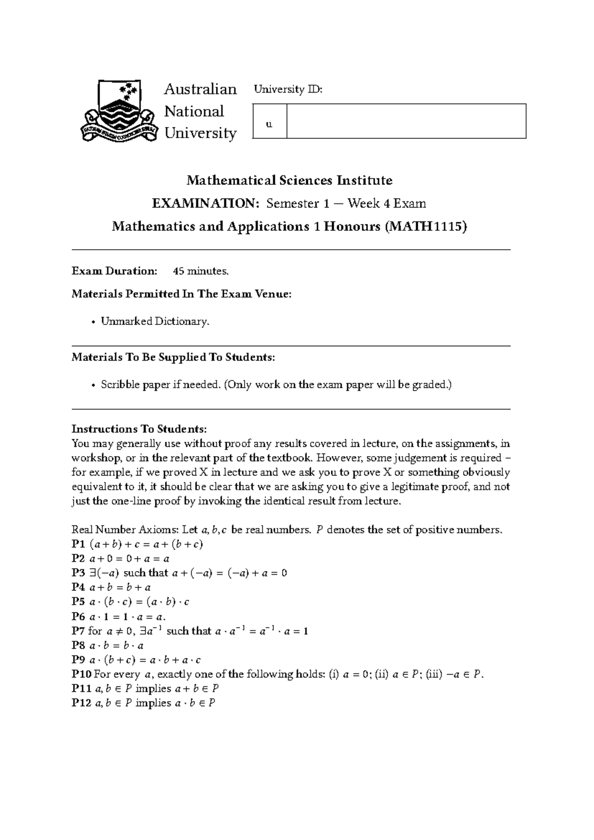 Mathematics and Applications 1 Honours Week 4 Exam Notes (2024) - Studocu