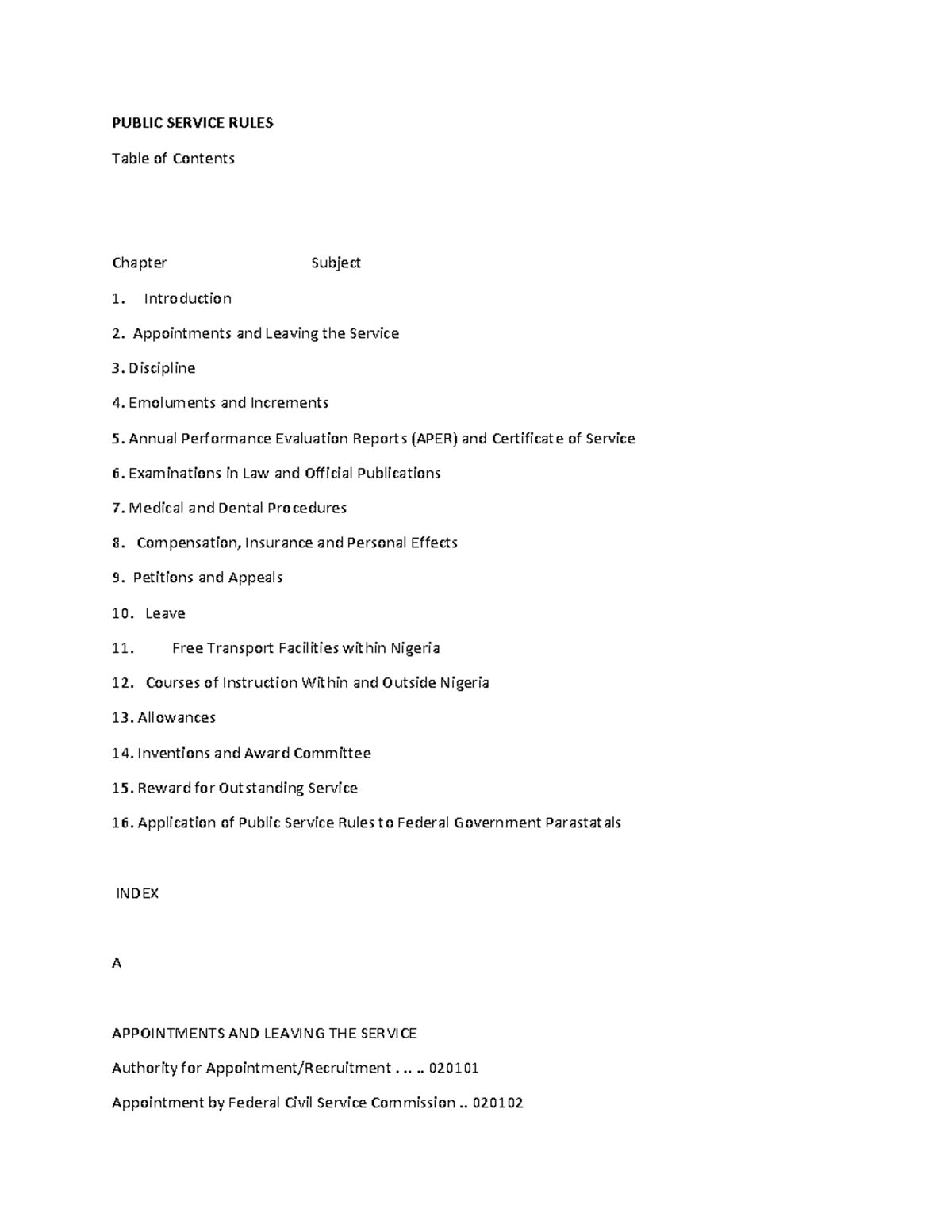 Public-Service-Rules - PUBLIC SERVICE RULES Table of Contents Chapter 1 ...