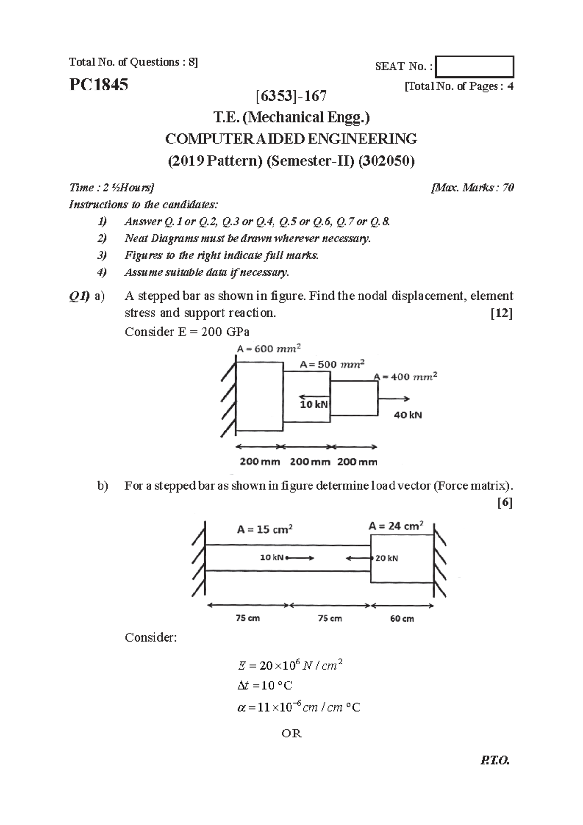 Nov Dec 2024 - T.E. (Mechanical Engg.) CAE Question Paper (302050 ...