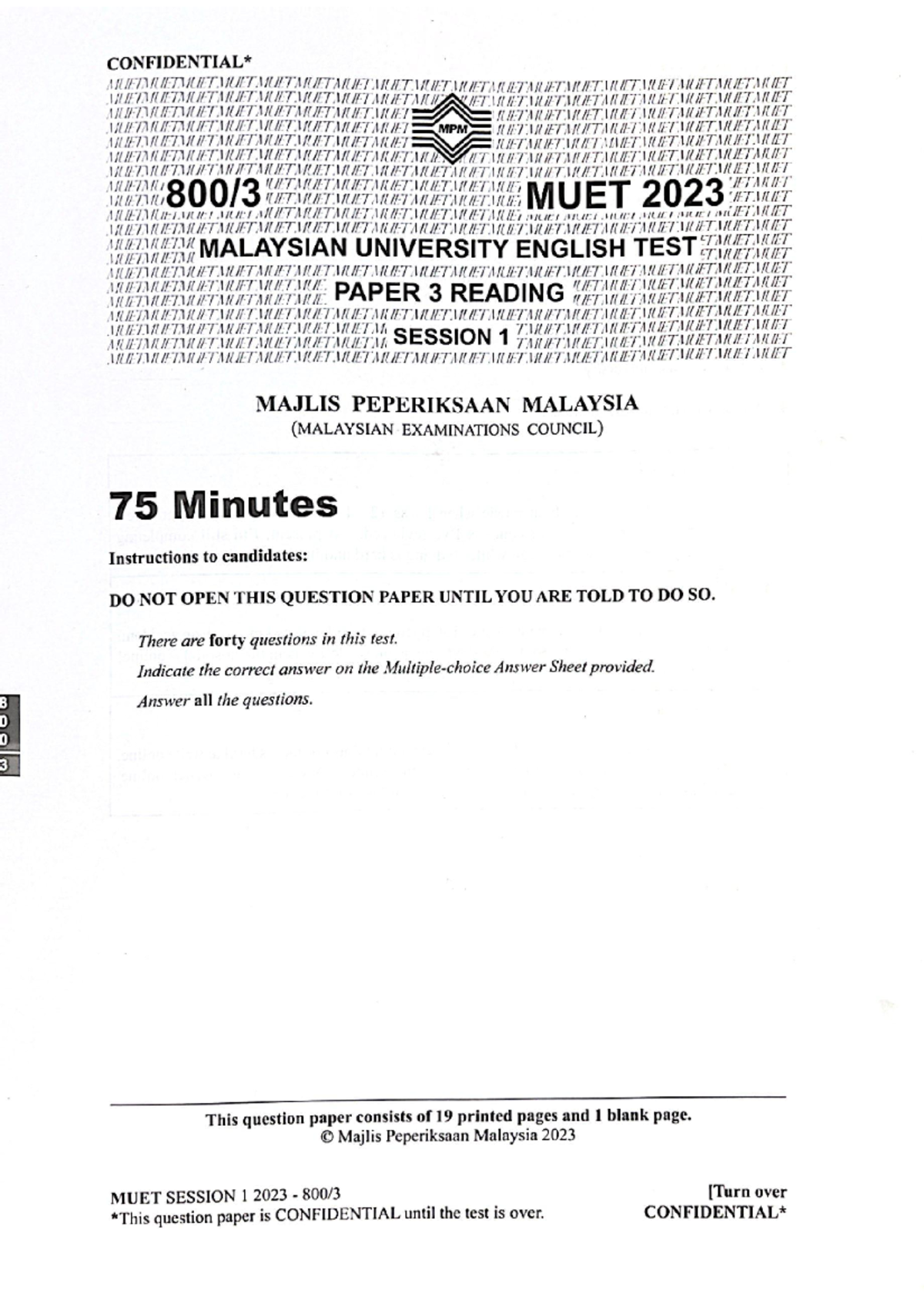 MUET Reading Session 1 Study Guide 2023 - Studocu