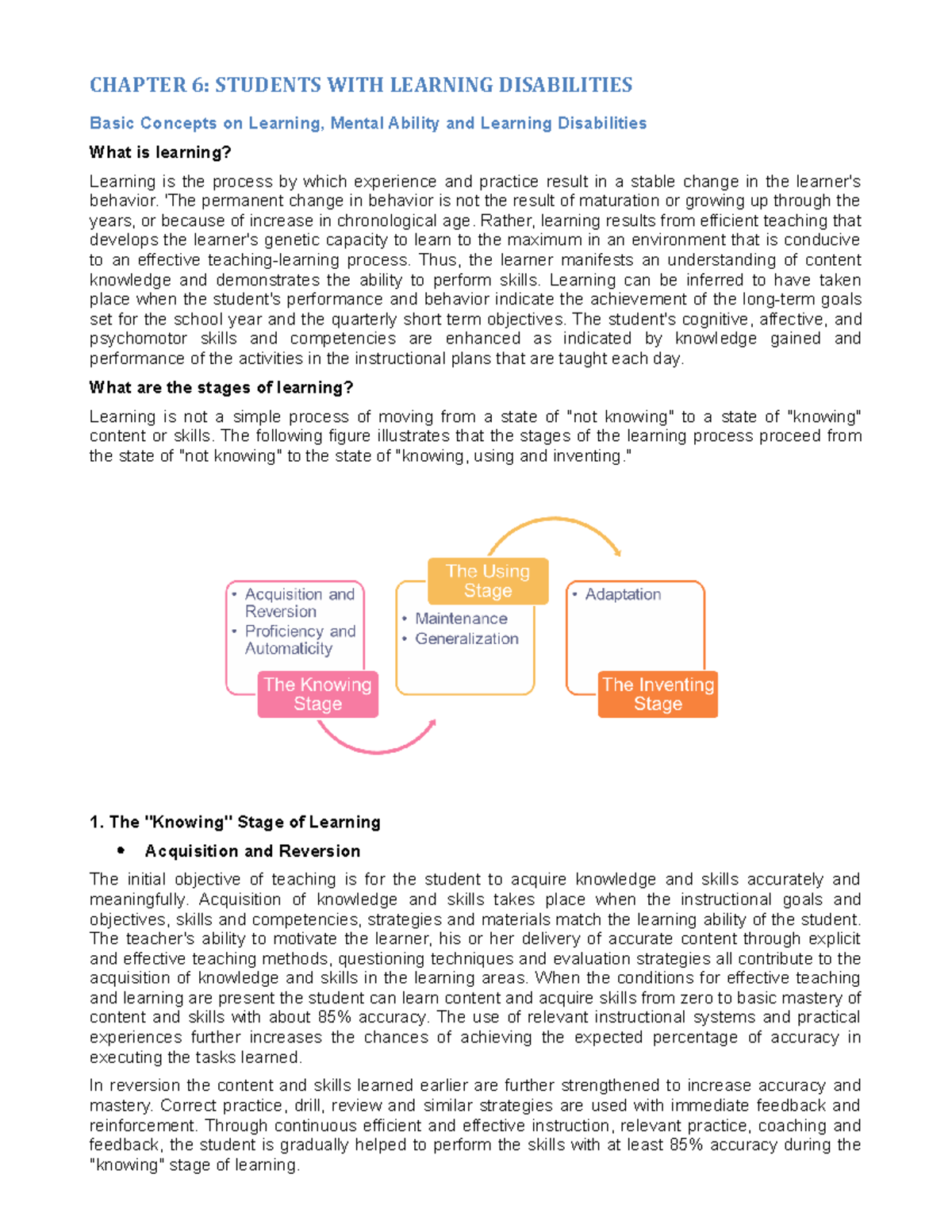 Introduction to Special Education Chapter 6 - CHAPTER 6: STUDENTS WITH ...