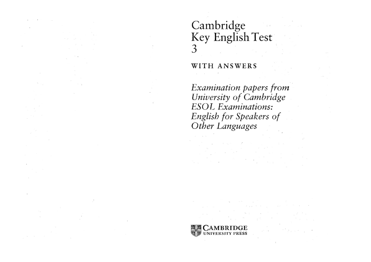 Cambridge KET 3 Study Guide and Practice Book - KET Exam Prep - Studocu