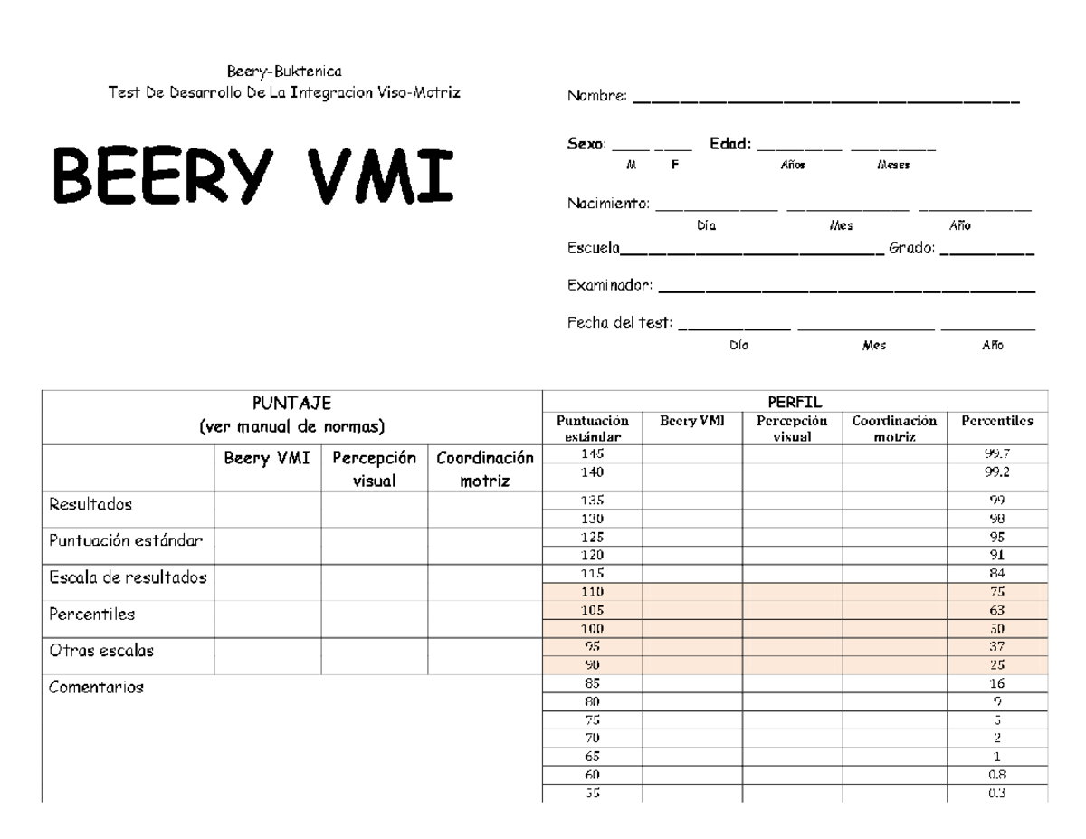 Protocolo de Test de Desarrollo de la Integración BEERY VMI - Studocu