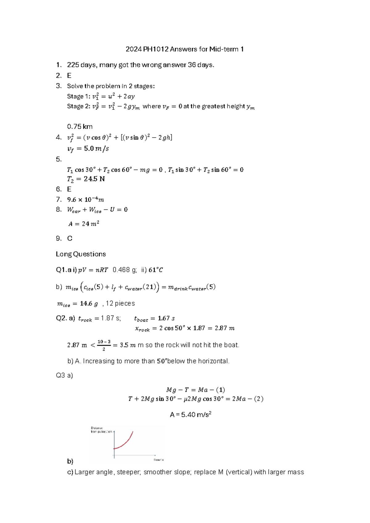2024 PH1012 Midterm 1 Solutions and Explanations - Studocu