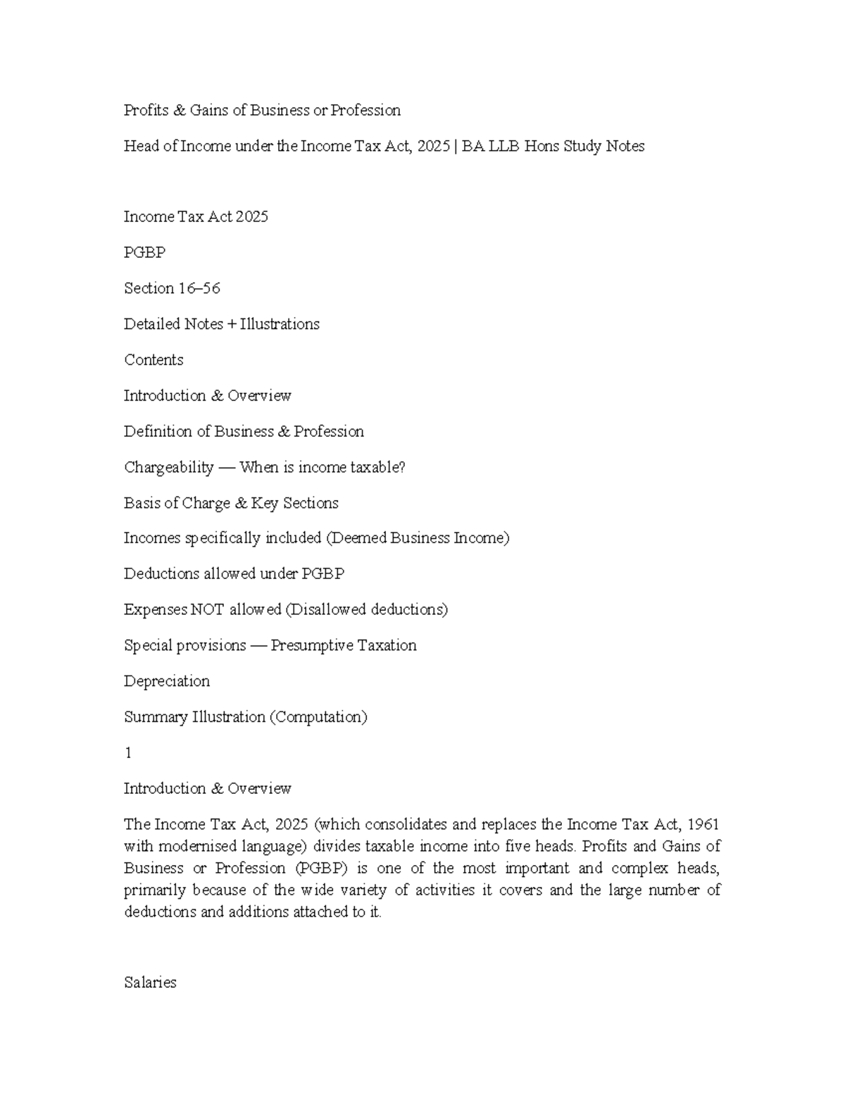 PGBP Study Notes: Profits and Gains of Business under Income Tax Act ...