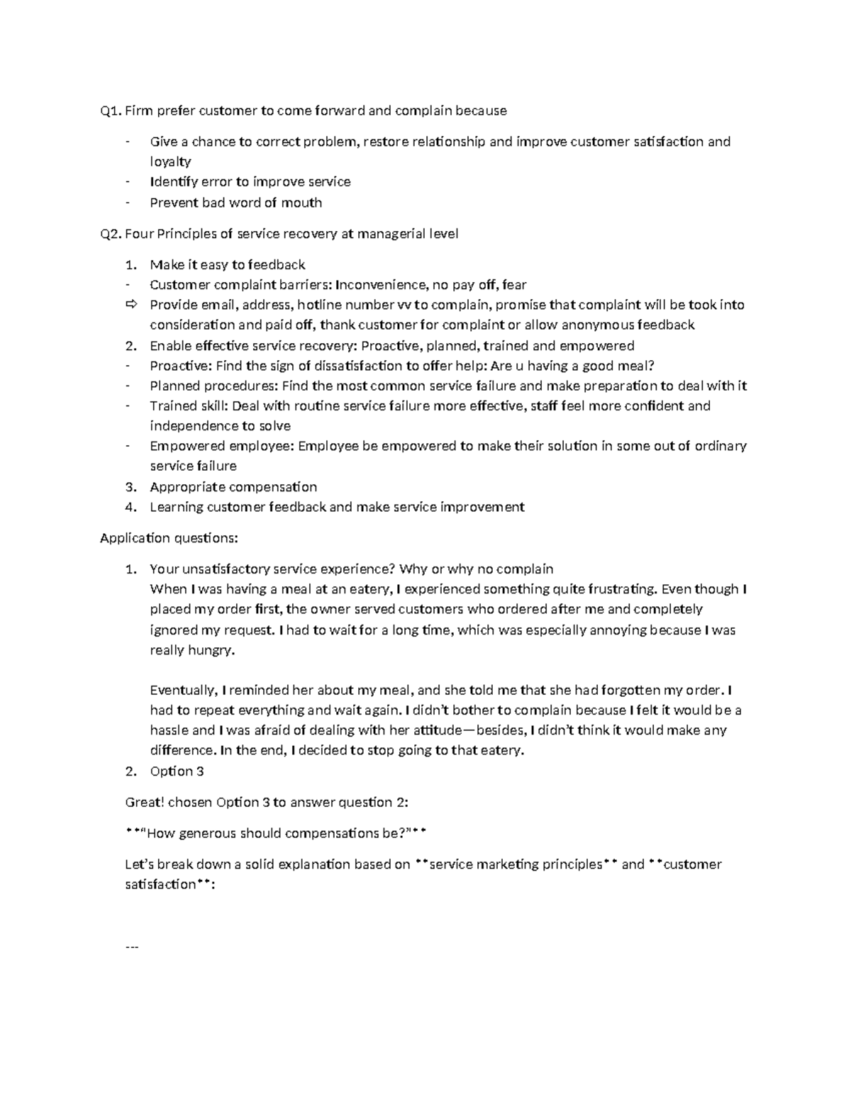 TUT 11 - Service Recovery Principles and Customer Feedback Analysis ...