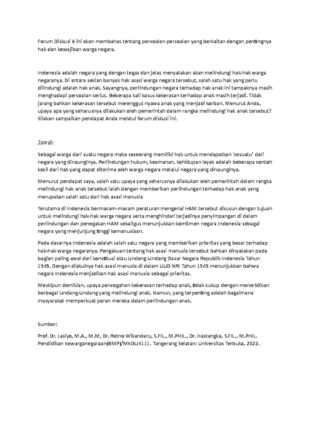 MKWU4109 Pendidikan Kewarganegaraan - BUKU JAWABAN TUGAS MATA KULIAH ...