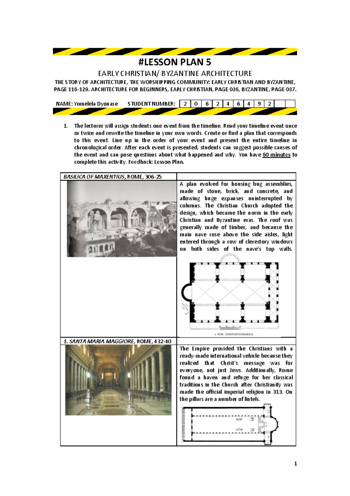 Lesson PLAN 5^LL06: Early Christian and Byzantine Architecture Overview ...