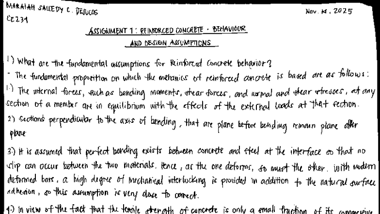 CE231 Assignment 1: Reinforced Concrete Behavior & Design Assumptions ...