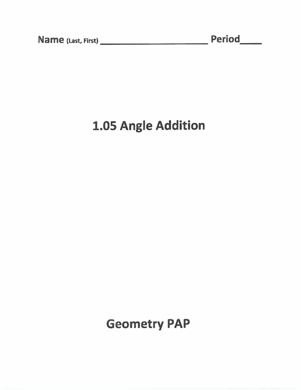 1.5 Angle addition PAP practice package for geometry students - Studocu