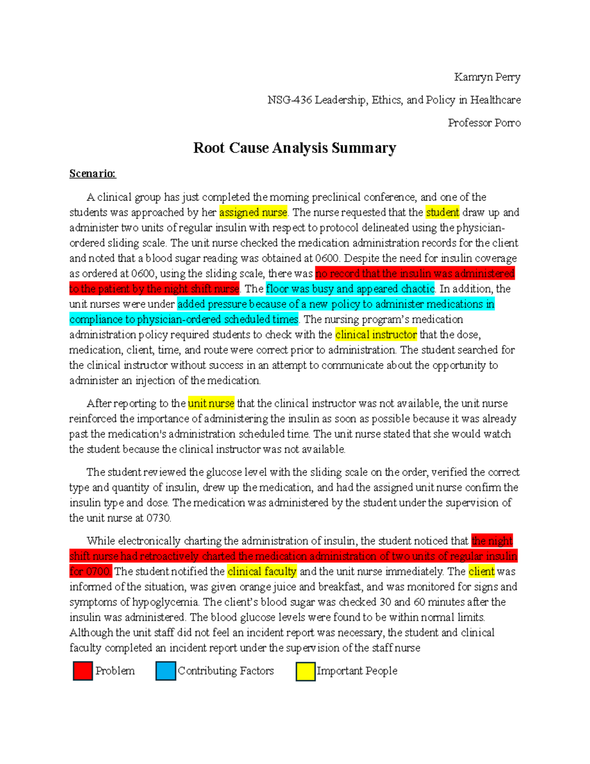 NSG-436 Root Cause Analysis Assignment: Summary & Key Points - Studocu
